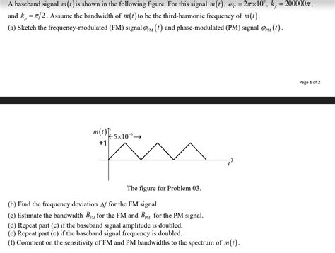 Solved A Baseband Signal M T Is Shown In The Following