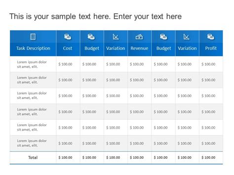 Budget Finance Table Powerpoint Template