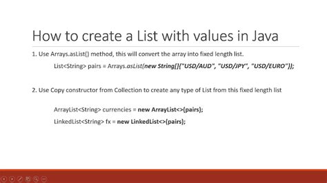 How To Declare And Initialize A List With Values In Java Arraylist