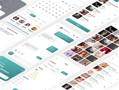 barber app ui kit 65屏时尚美发店理发沙龙服务预订app界面设计ui套件模板 uigui