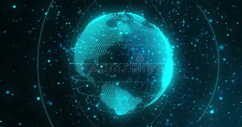 Rotating Digital Globe With Data Points And Lines Futuristic Network Image Stock Illustration