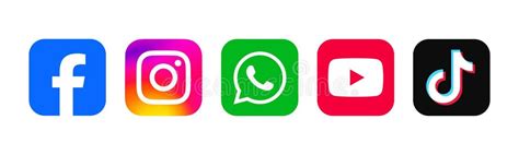 Icono Del Logo De Tiktok En Instagram Whatsapp En Youtube Botón Icono
