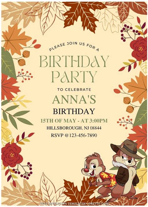 Free Editable Pdf Chip And Dale Ready To Roll Birthday Invitation Templates