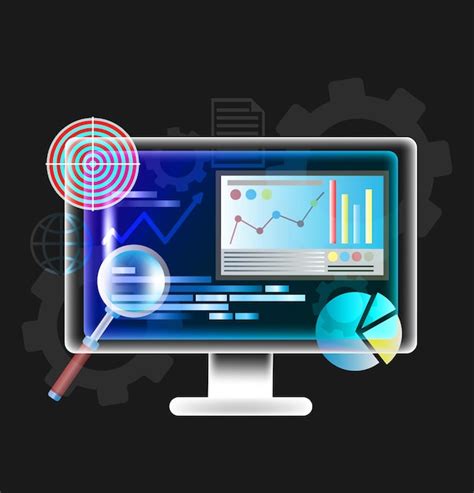 Premium Vector Seo Vector Computer Monitor With Analytics Graph