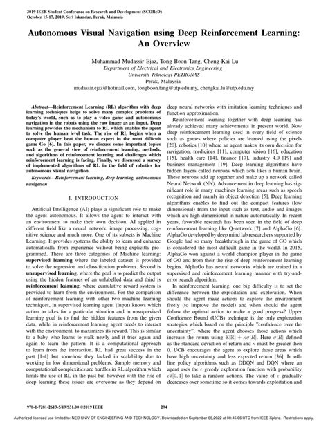 PDF Autonomous Visual Navigation Using Deep Reinforcement Learning An Overview