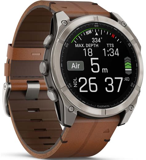 Garmin Fenix 8 51mm Sapphire Amoled Titanium Chestnut Leather Band Watch 010 02905 40 Watch