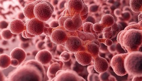 Microscopic View Of A Cell Cluster Possibly A Tumor With A Focus On The Intricate Cellular