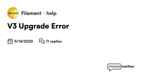 V3 Upgrade Error Filament
