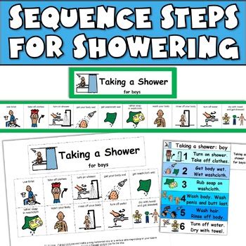 Boy Showering Visuals Taking A Shower Bath Autism Visual Schedule