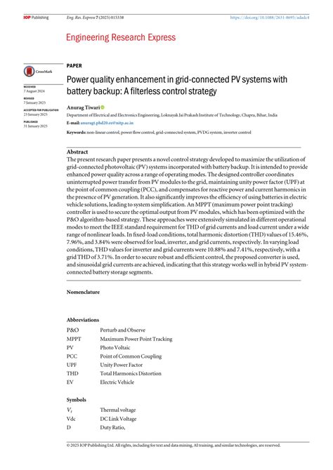 Power Quality Enhancement In Grid Connected Pv Systems With Battery