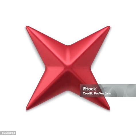 빨간색 현실적인 네 개의 뾰족한 별 3d 벡터 일러스트 레이 션 4가지 개체에 대한 스톡 벡터 아트 및 기타 이미지 4가지 개체 가리키기 별 Istock