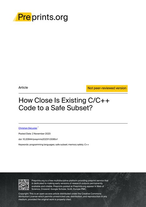 Pdf How Close Is Existing Cc Code To A Safe Subset