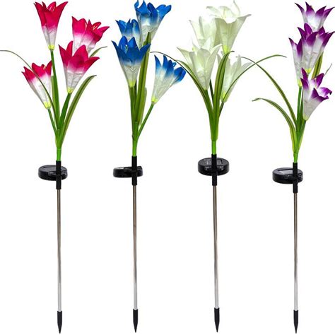 Садовый Фонарь на Солнечной Батарее Лилия 74см Минимальный Заказ 1 Упаковка 4 Штуки Цена