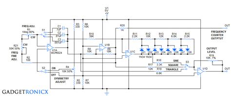 Advanced Function Generator Circuit Using Quad Op Amp Ic Mcp6024 Gadgetronicx