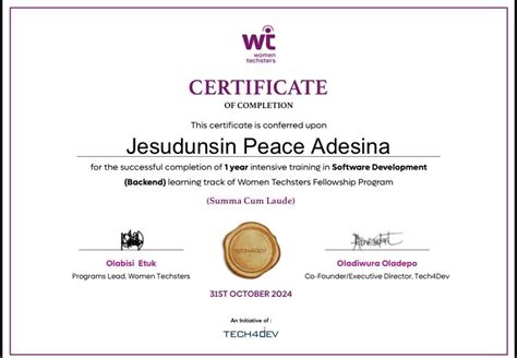 Jesudunsin Adesina On Linkedin Womentechstersfellowship Tech4dev Softwaredevelopment