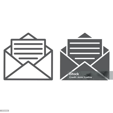 오픈 메일 및 문자 모양 아이콘 봉투 편지 이메일 서명 벡터 그래픽 흰색 배경 Eps 10에 선형 패턴 0명에 대한 스톡 벡터