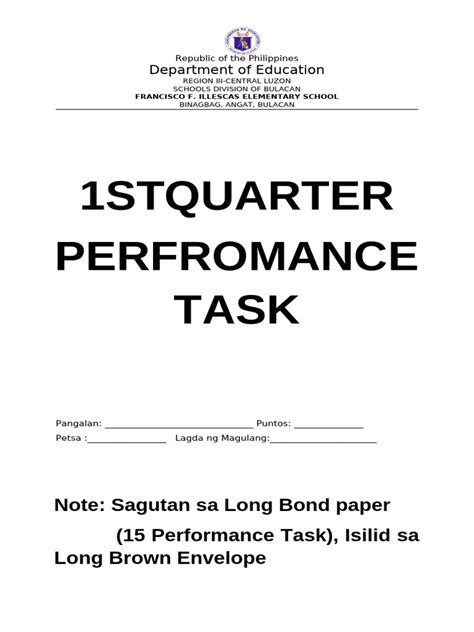 Performance Task With Rubrics Pdf