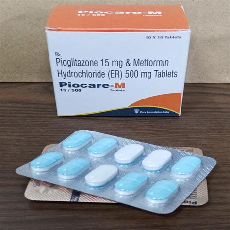 Pioglitazone 15mg Metformin Hydrochloride Ip 500mg Tab Feature 24