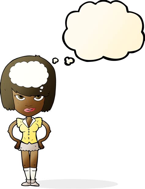 Cartoon Woman Thinking With Thought Bubble 12317134 Vector Art At Vecteezy