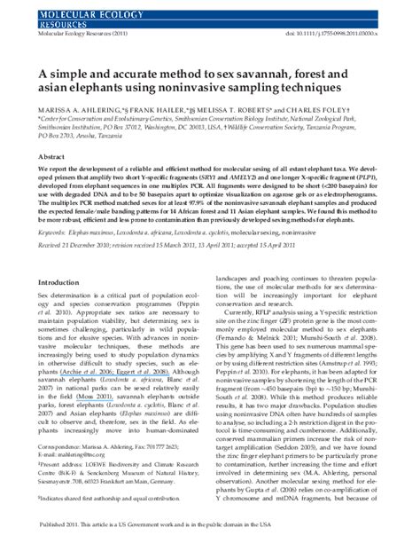 Pdf A Simple And Accurate Method To Sex Savannah Forest And Asian