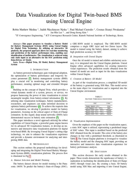 Data Visualization For Digital Twin Based Bms Using Unreal Engine Pdf Visualization