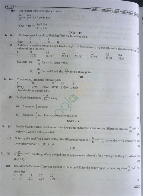 Rtu Question Papers 3 Semester Ce Advanced Engineering Mathematics Aglasem Institutes