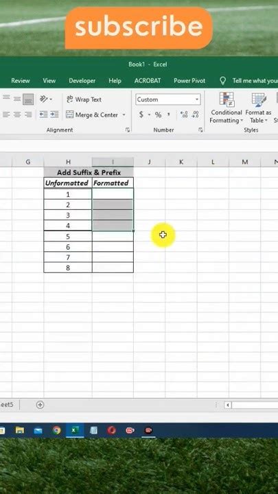 Add Suffix And Prefix😀 With Custom Formatting Excel Youtubeshorts Shortsfeed Short Youtube