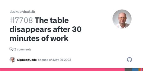 The Table Disappears After 30 Minutes Of Work Issue 7708 Duckdb