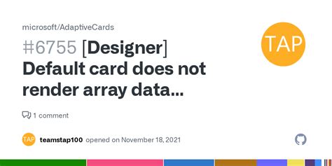 Designer Default Card Does Not Render Array Data Properly · Issue