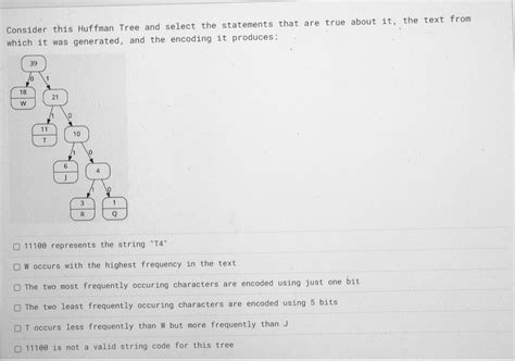 Solved Consider This Huffman Tree And Select The Statements
