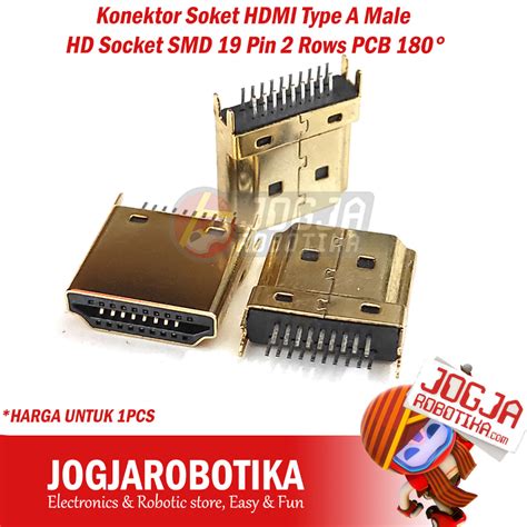 Jual Konektor Soket HDMI Type A Male HD Socket SMD 19 Pin 2 Rows PCB Mount 180 Derajat Shopee
