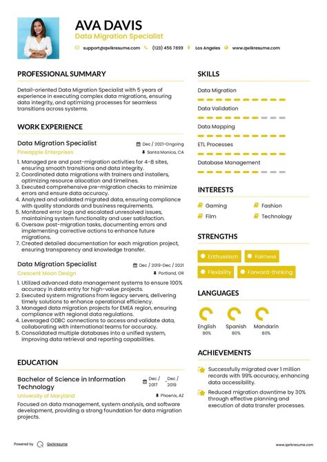 Data Migration Specialist Resume Samples Templates For