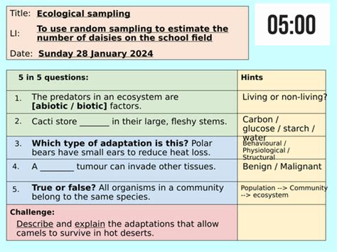Aqa Gcse Quadrats Random Sampling Teaching Resources