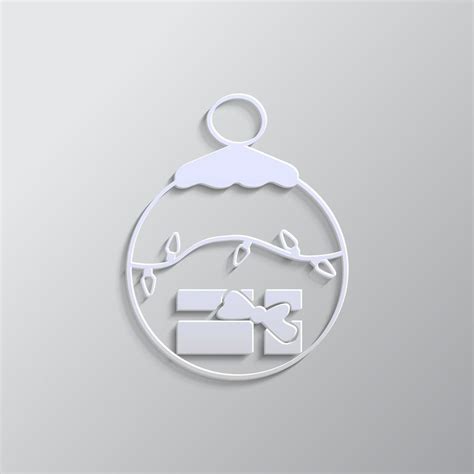 T Christmas Ball Paper Style Icon Grey Color Vector Background