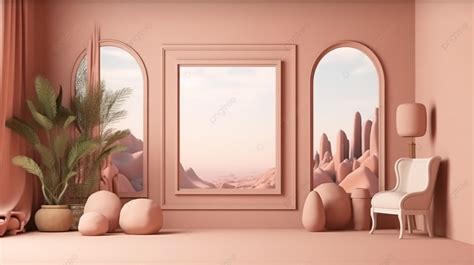 프레임 모형이 있는 초현실적인 아르데코 룸 멋진 3d 렌더 3d 벽 플랫폼 배경 핑크 3d 배경 일러스트 및 사진 무료 다운로드 Pngtree