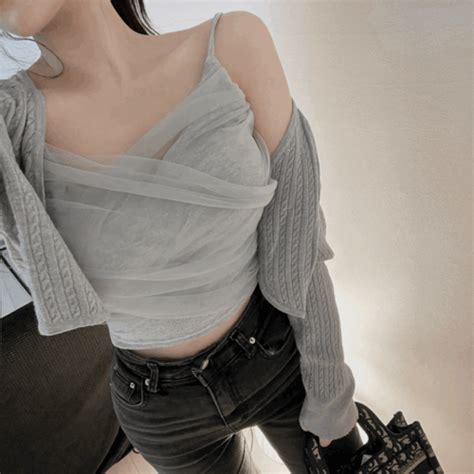 스완 레이스 랩 나시 가디건 세트 에이블리