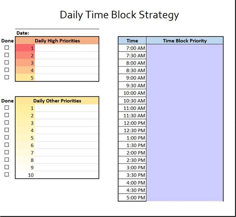 Excel Timeblock Template Etsy