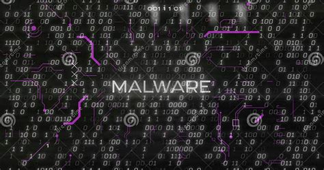 Image Of X Symbol On Malware Text With Circuit Board Pattern Against
