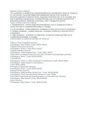 Billing And Coding Docx Medical Decision Making The Complexity Of Establishing A Diagnosis