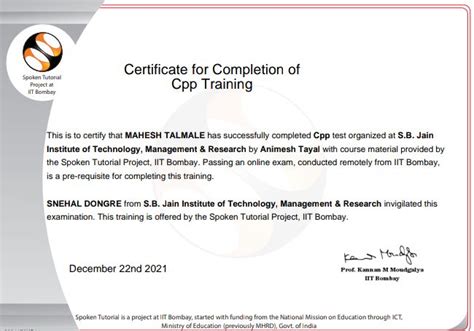 mahesh talmale on linkedin cpp spokentutorial certification