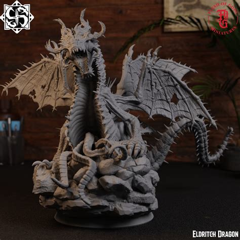Eldritch Dragon 3d Printed Fantasy Tabletop Miniature 28mm 36mm