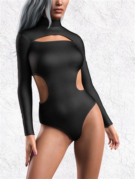 Just Black Side Cutout Leotard Candy Catz