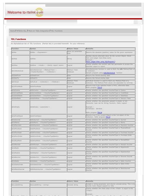Tdl Functions Pdf String Computer Science Parameter Computer