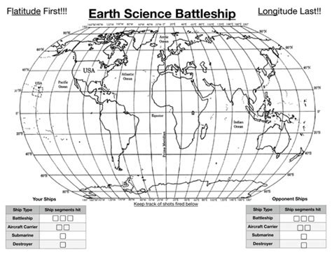 Latitude Longitude Battleship Teaching Resources