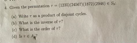 Solved 4 Given The Permutation