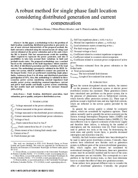 Pdf A Robust Method For Single Phase Fault Location Considering Distributed Generation And