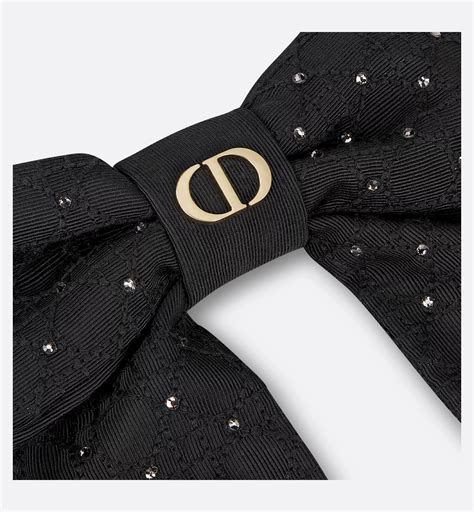 Large Dior Twist Bow Black Grosgrain Effect Technical Fabric And Silver