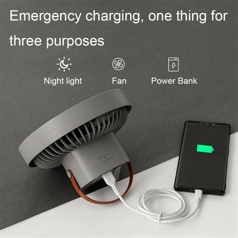 Zk 01 7 인치 야외 캠핑 Led 라이트 삼각대 팬 휴대용 다기능 전원 은행 매달려 팬 회색
