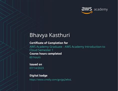 Bhavya Kasthuri On Linkedin Awsacademy Cloud