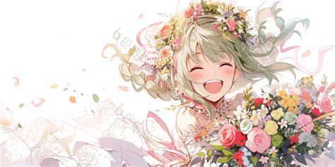 梦幻女孩春天插画高清图片下载 包图网